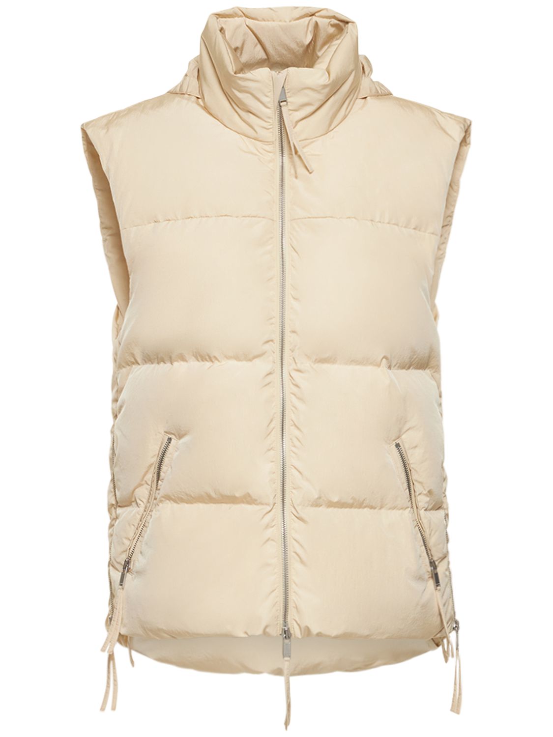 Jil Sander Tech Quilted Down Vest W/ Hood - Off White | Editorialist